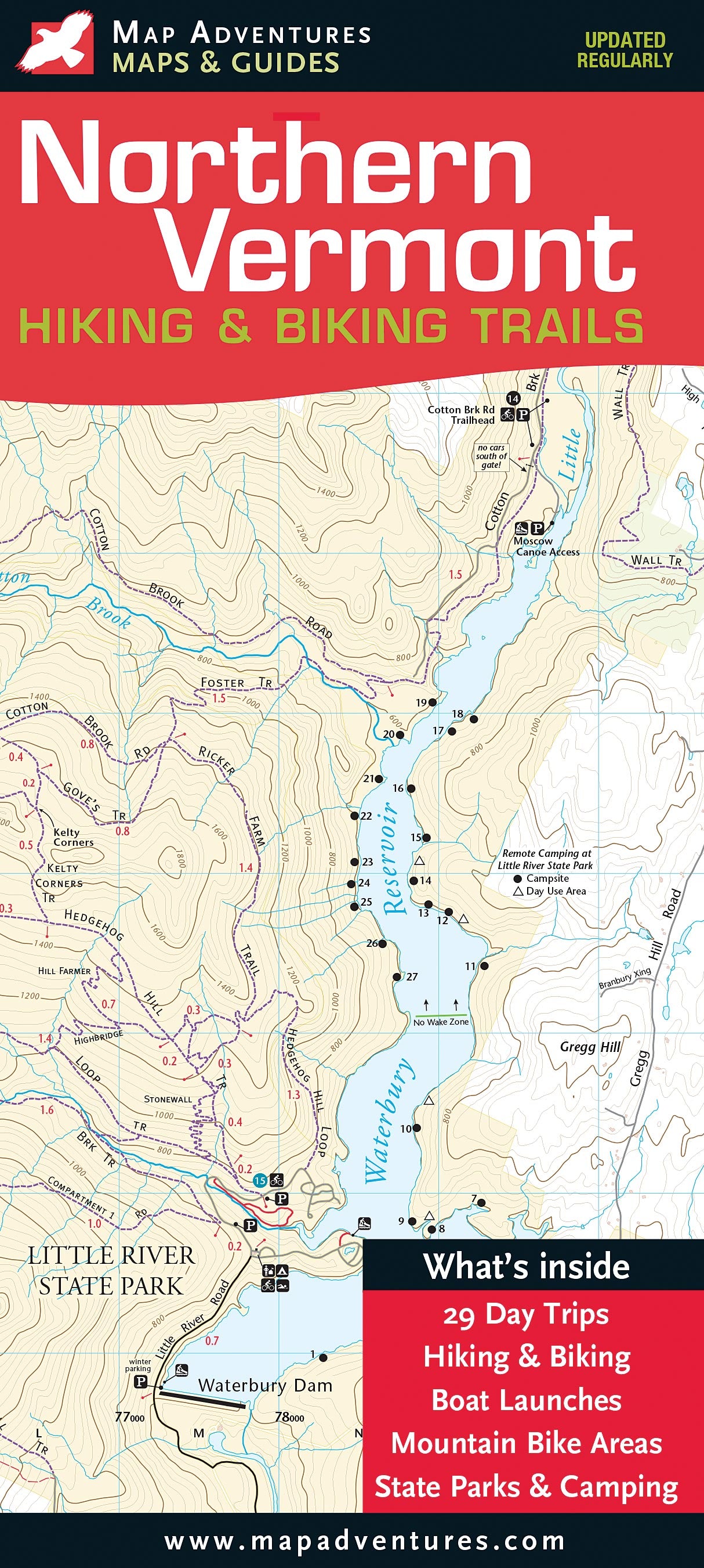 Northern Vermont Waterproof Hiking & Biking Trail Map Guide | Mountain ...