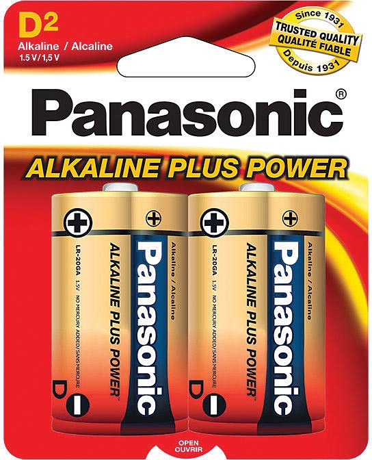 Panasonic Alkaline Plus Power D 2-Pack Batteries - Long-Lasting Perfor ...