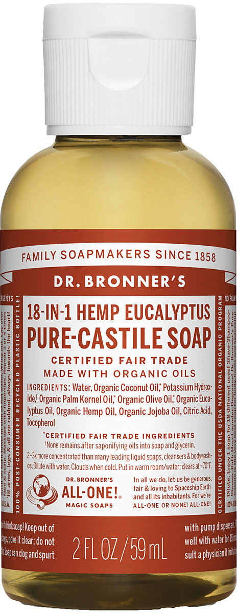 Dr. Bronner's Liquid Soap Eucalyptus 2 Oz: All-in-One Soap & Shampoo f ...