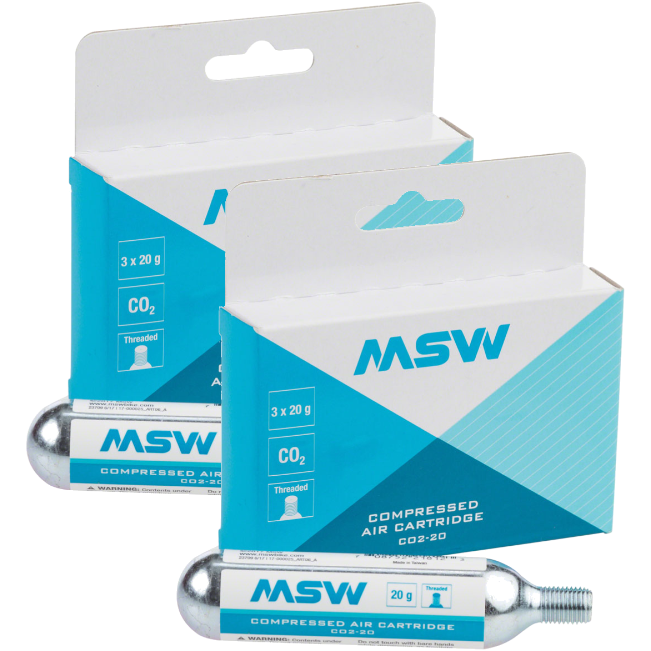 MSW CO2-20 Compressed Air Cartridges 20g, Threaded, 3-Pack Compatible ...